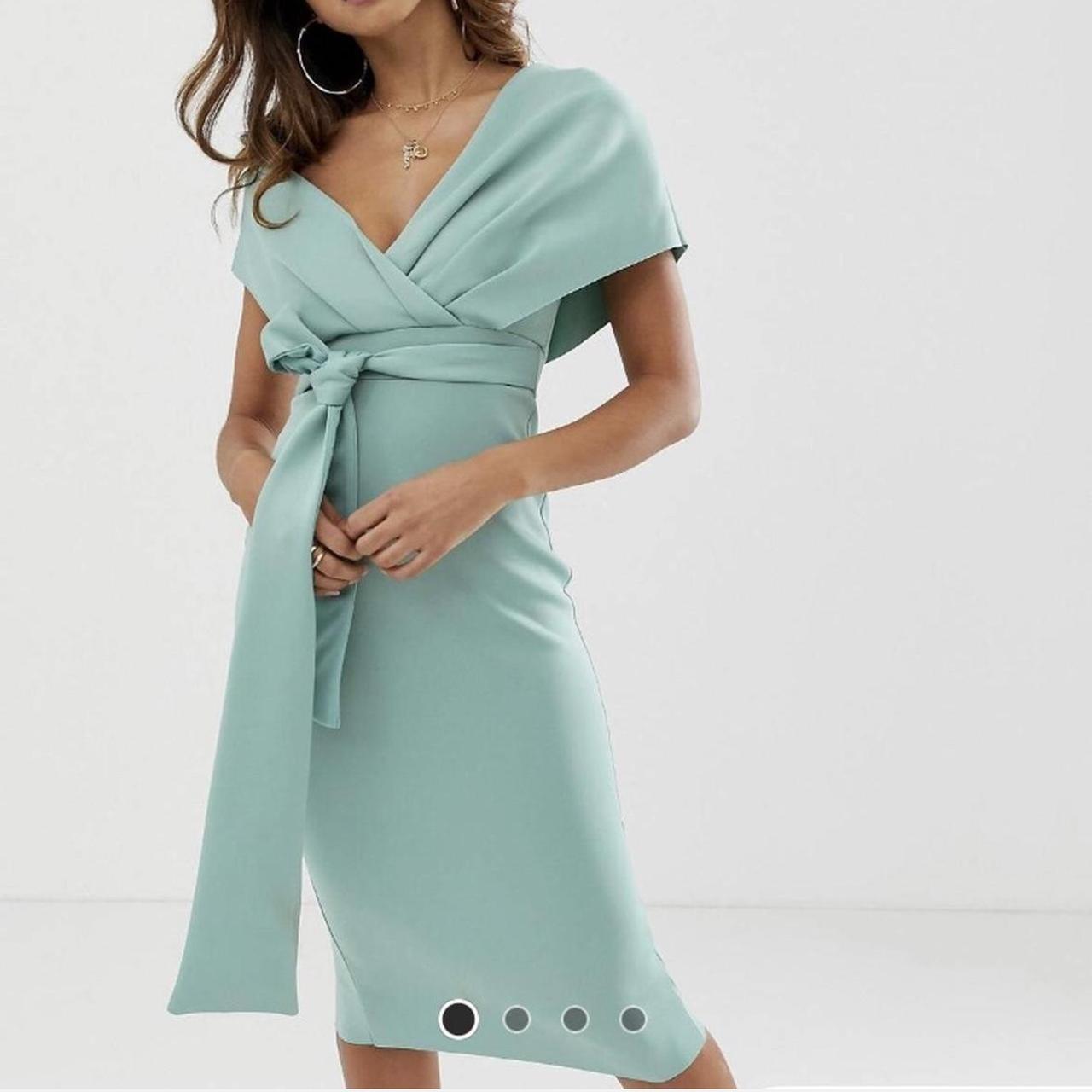 Asos Mint green midi dress with tie detail - ideal... - Depop