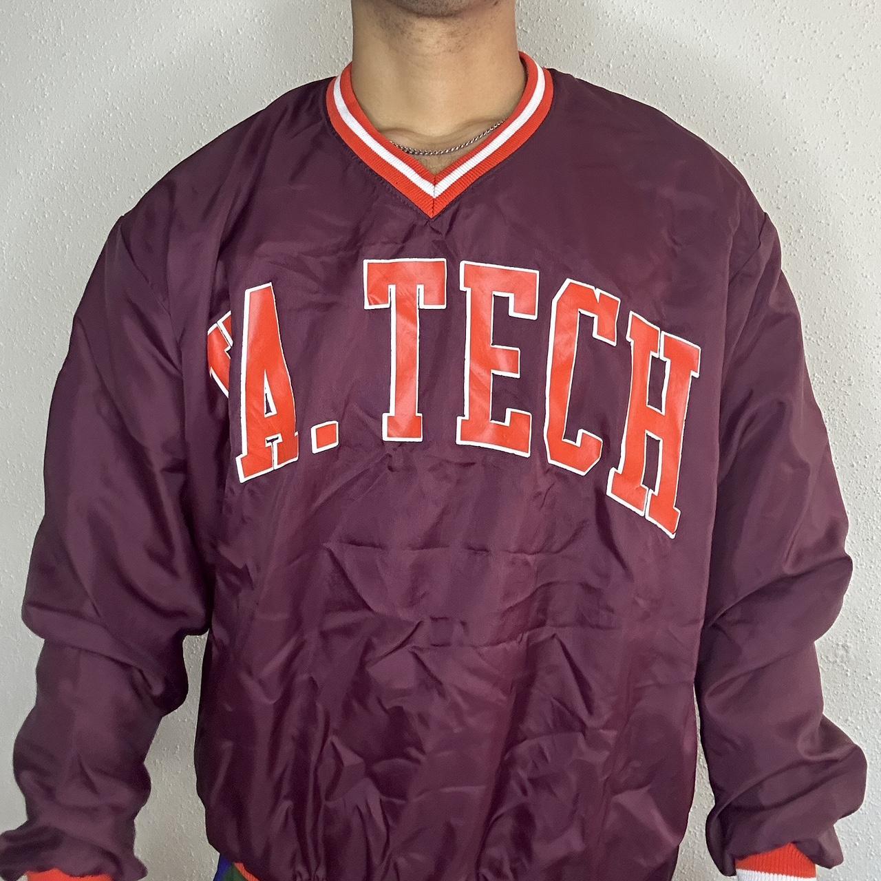 Burgundy and orange vintage Virginia Tech bomber... | Depop
