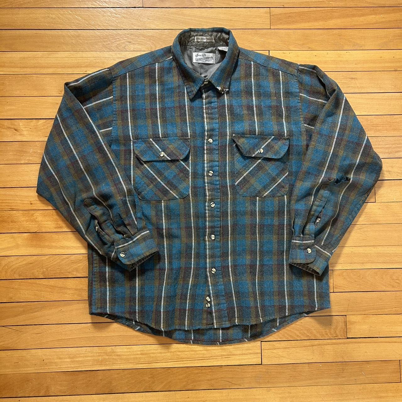 Light Vintage Roebuck & Co. Flannel Shirt. XL /... | Depop