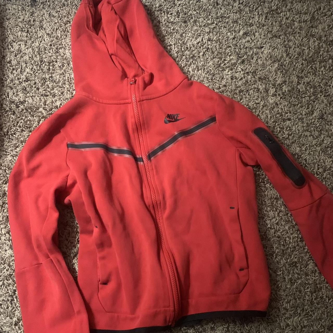 Kids Red Nike tech fleece hoodie size large send offers - Depop