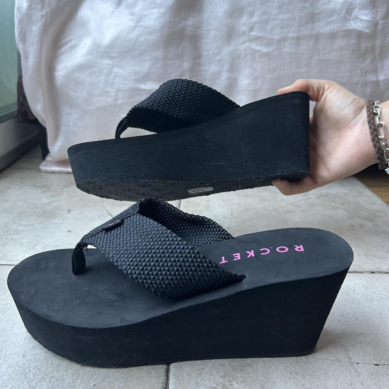 super y2k black & pink rocket dog platform wedge... - Depop