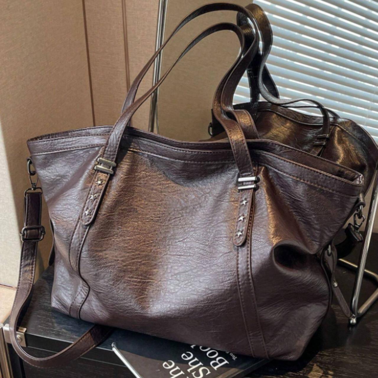 👜Vintage-inspired double handle tote bag with... - Depop