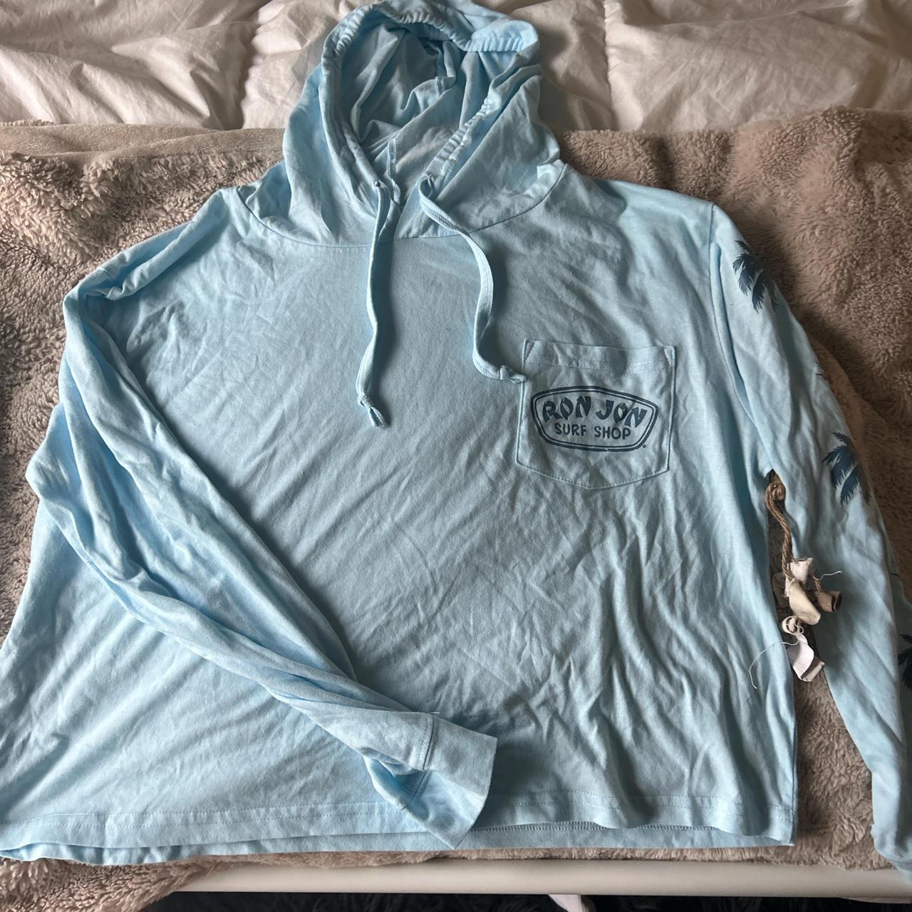 Large Ron Jon blue long sleeve with hood great for... | Depop