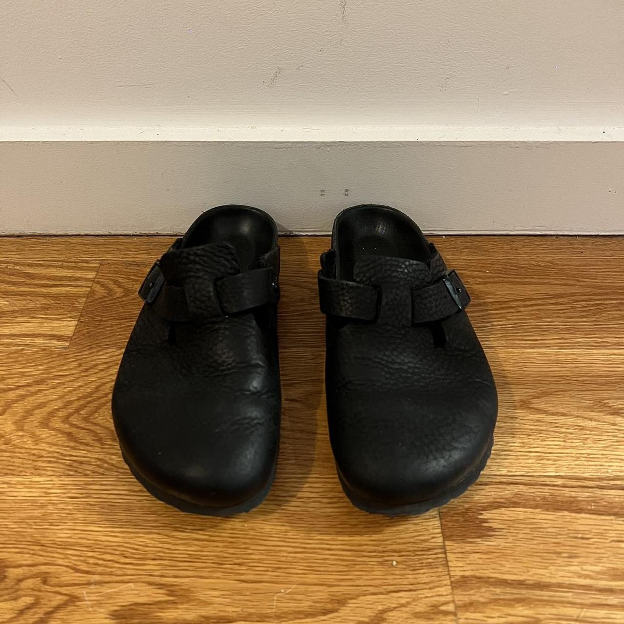 Black pebbled leather Birkenstock clogs. Size... - Depop