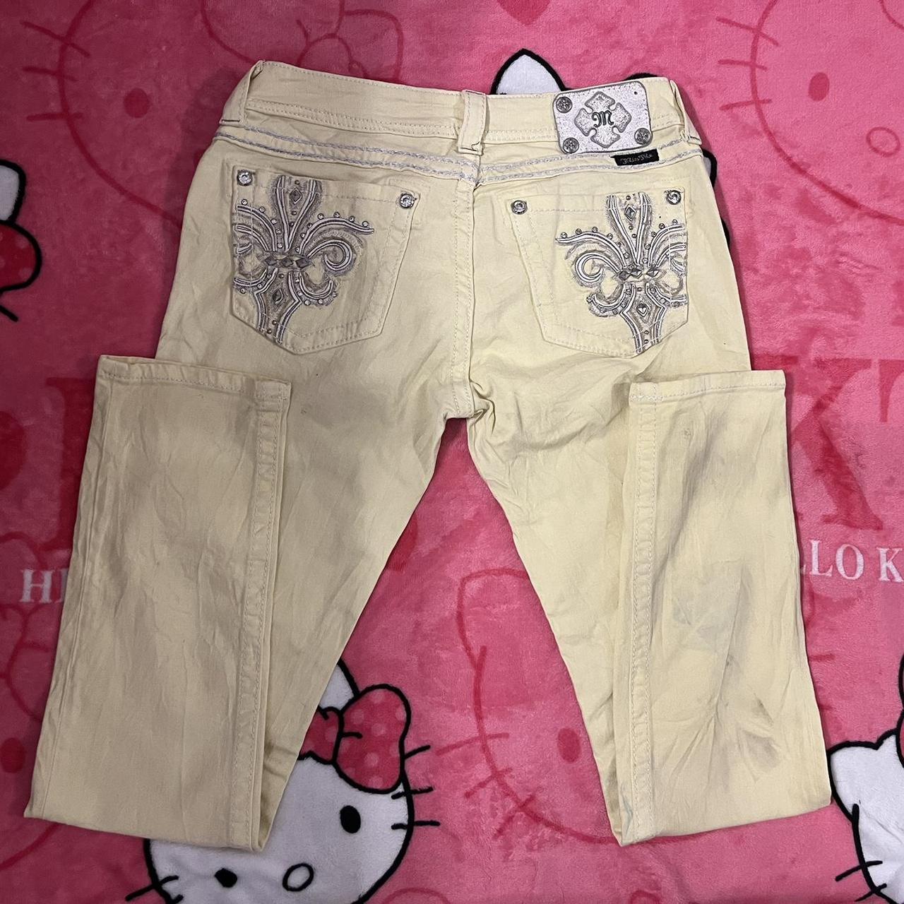 STAINED light yellow low-rise skinny jeans with a... - Depop