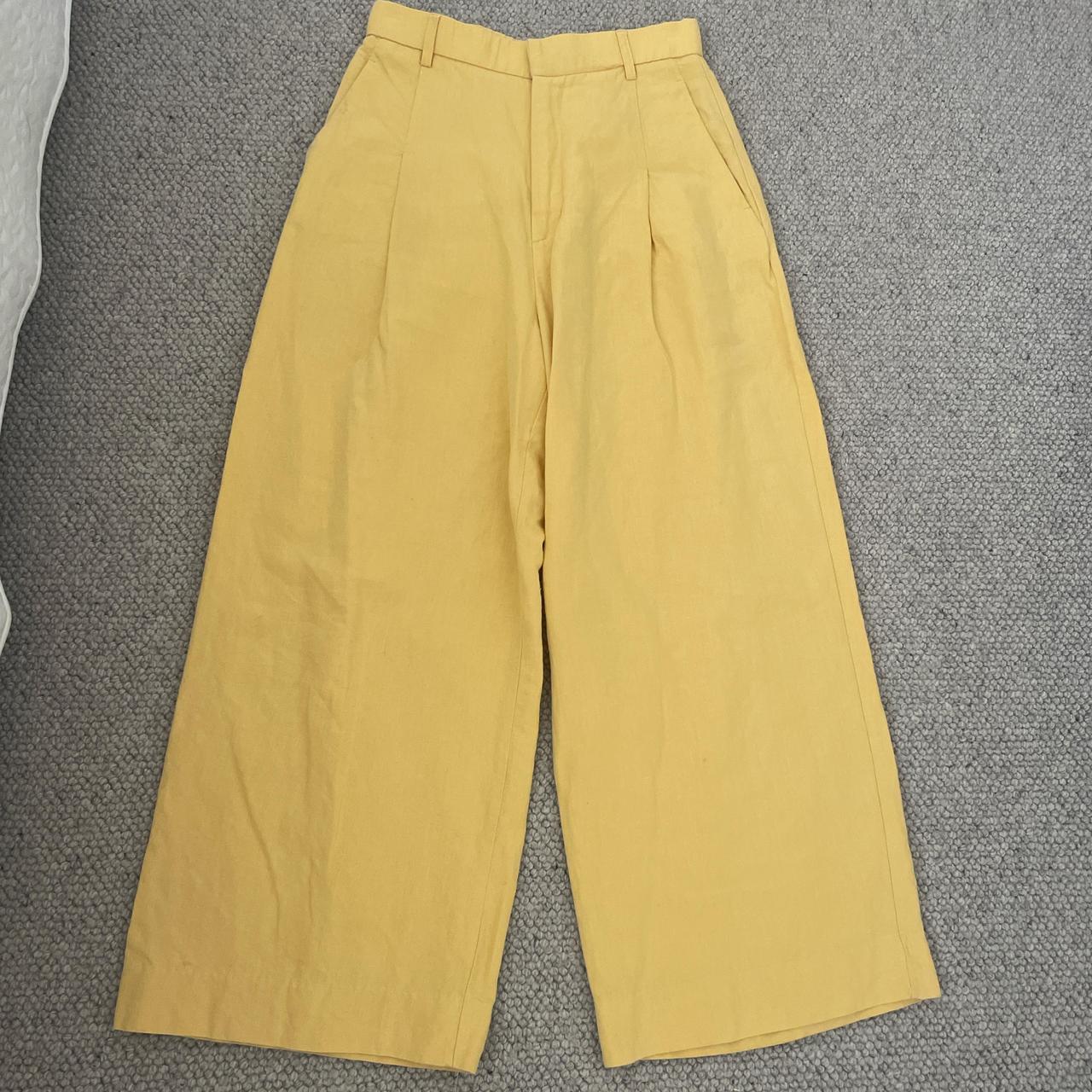 Lemon yellow tailored high waisted pants.... - Depop