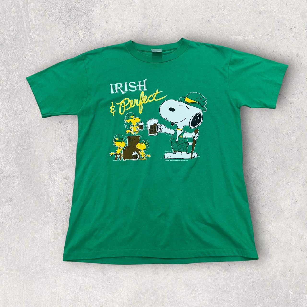 Vintage Peanuts Snoopy Irish tee in green. From the... - Depop