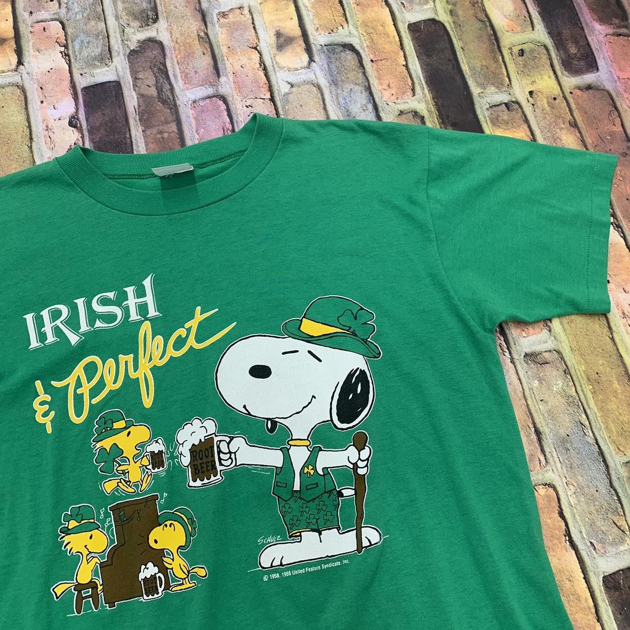 Vintage Peanuts Snoopy Irish tee in green. From the... - Depop