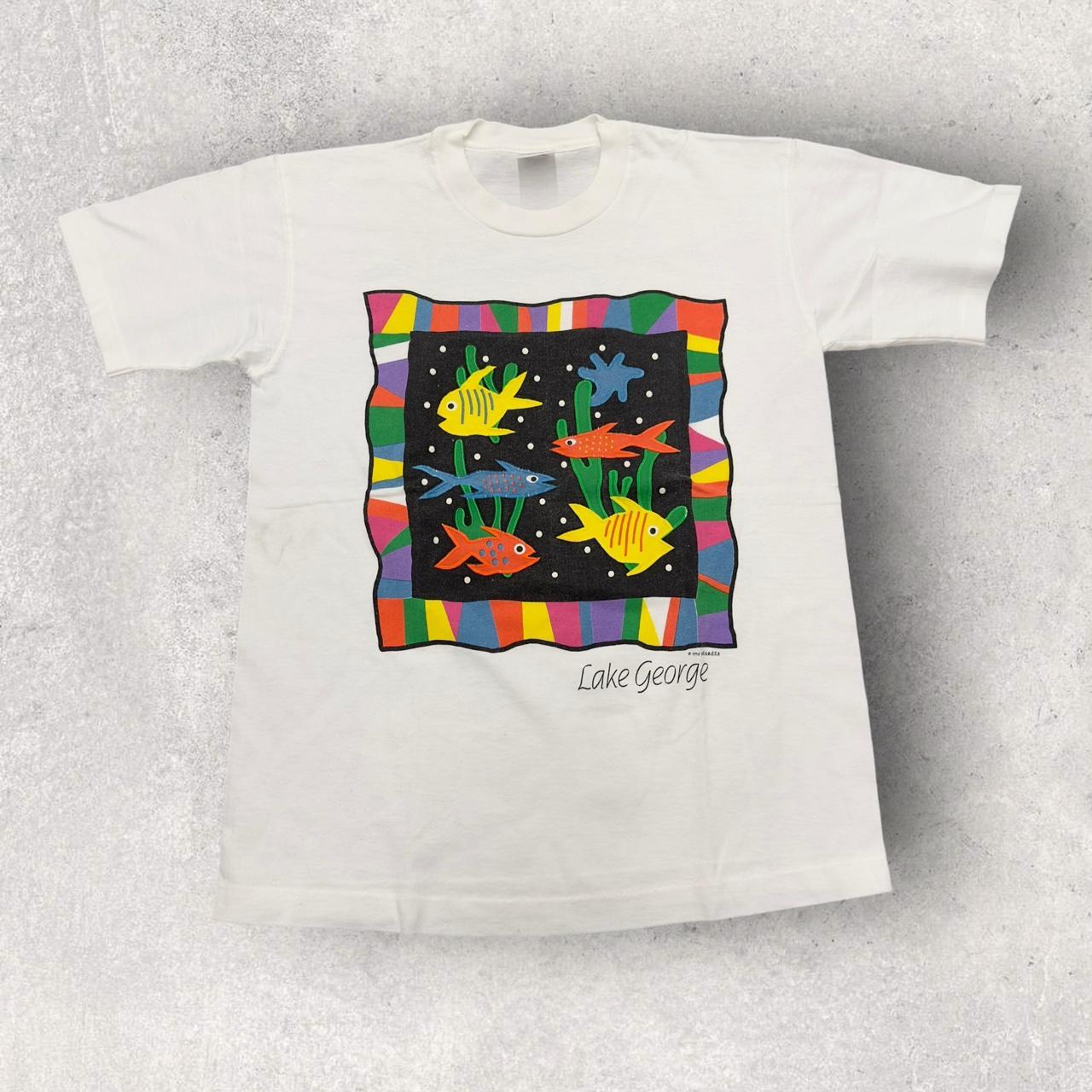 Vintage Lake George New York tourist tee in white.... - Depop