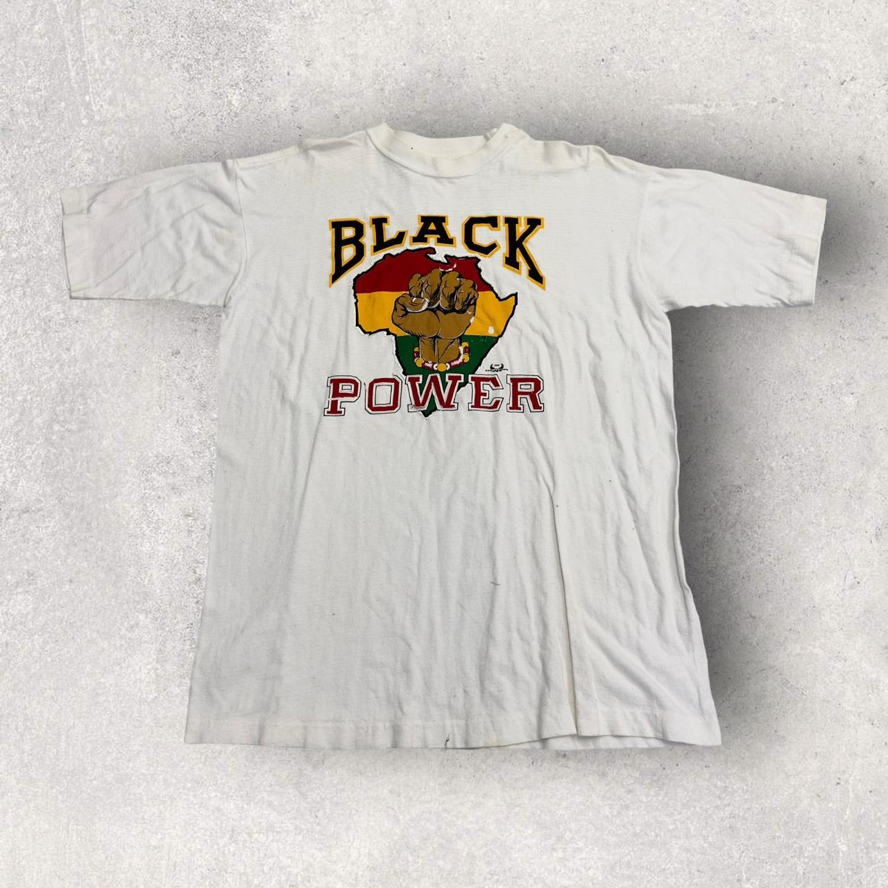 Vintage Black Power tee in white. From 1992. Tag is... - Depop