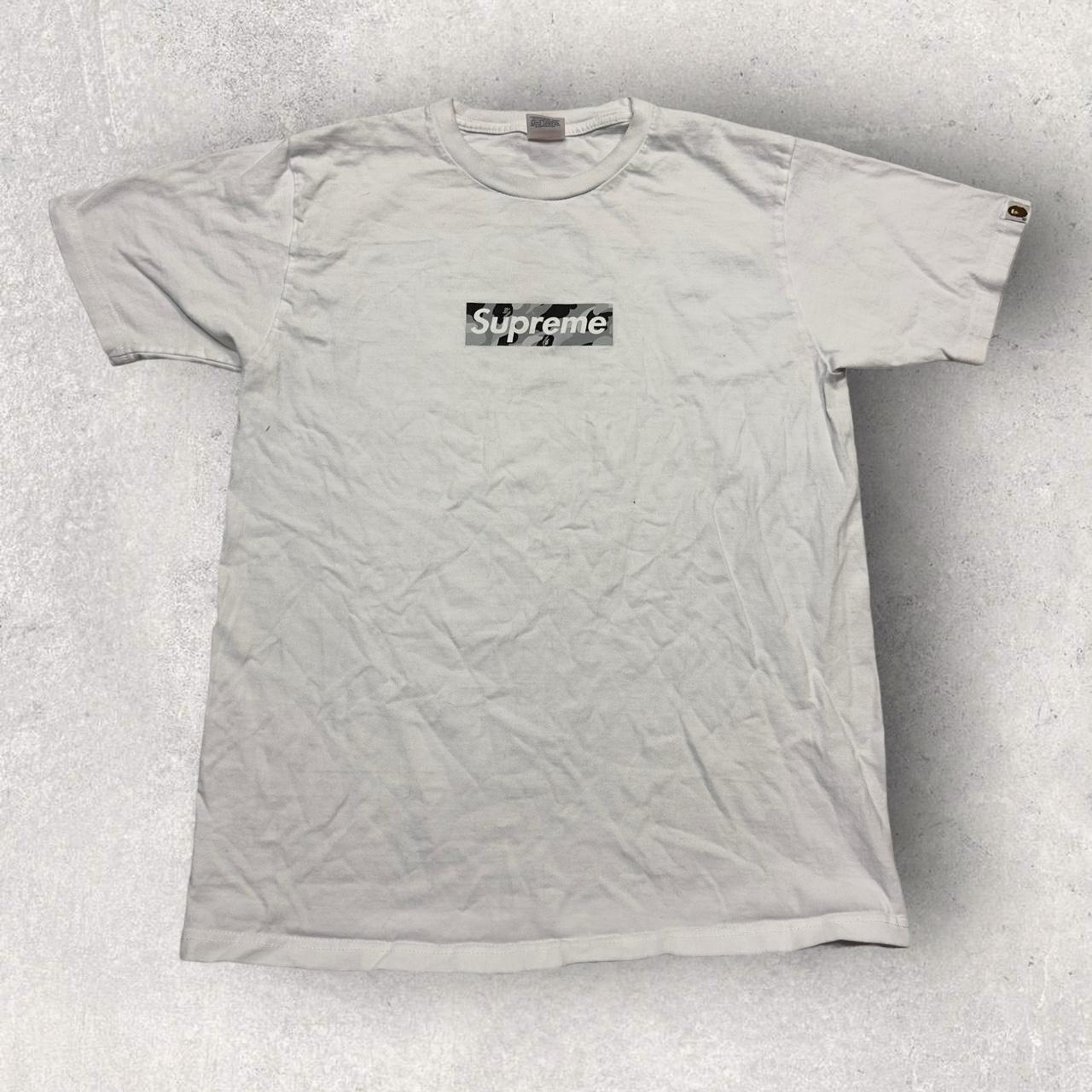 Vintage Supreme x Bape box logo tee in white. Mens... - Depop
