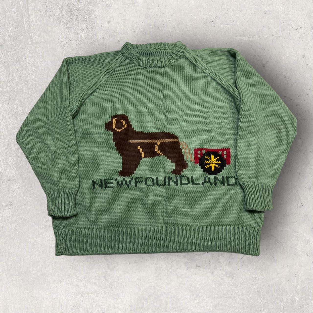 Vintage Newfoundland hand knit sweater in green.... - Depop