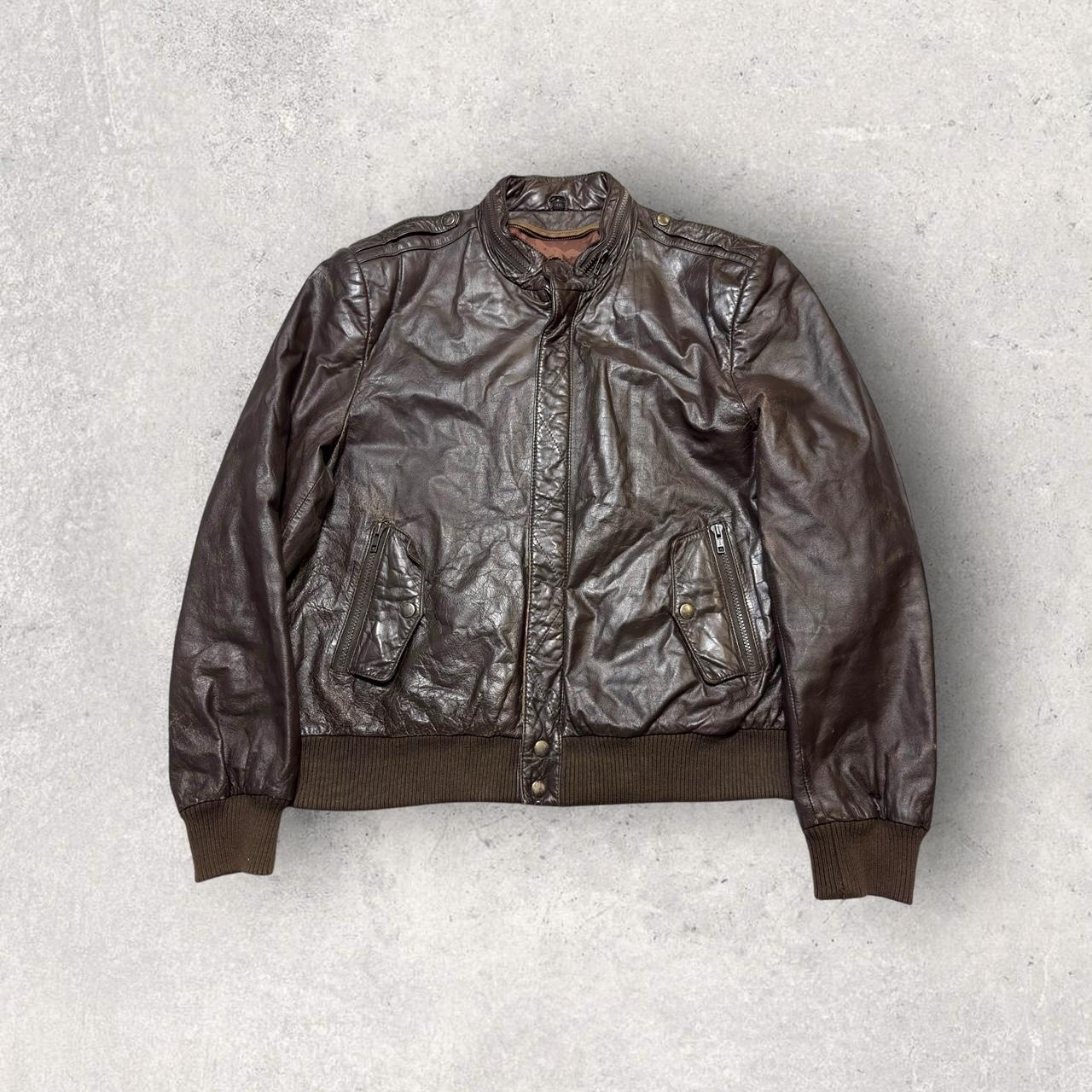 Vintage Leather Warehouse jacket in brown. From the... | Depop