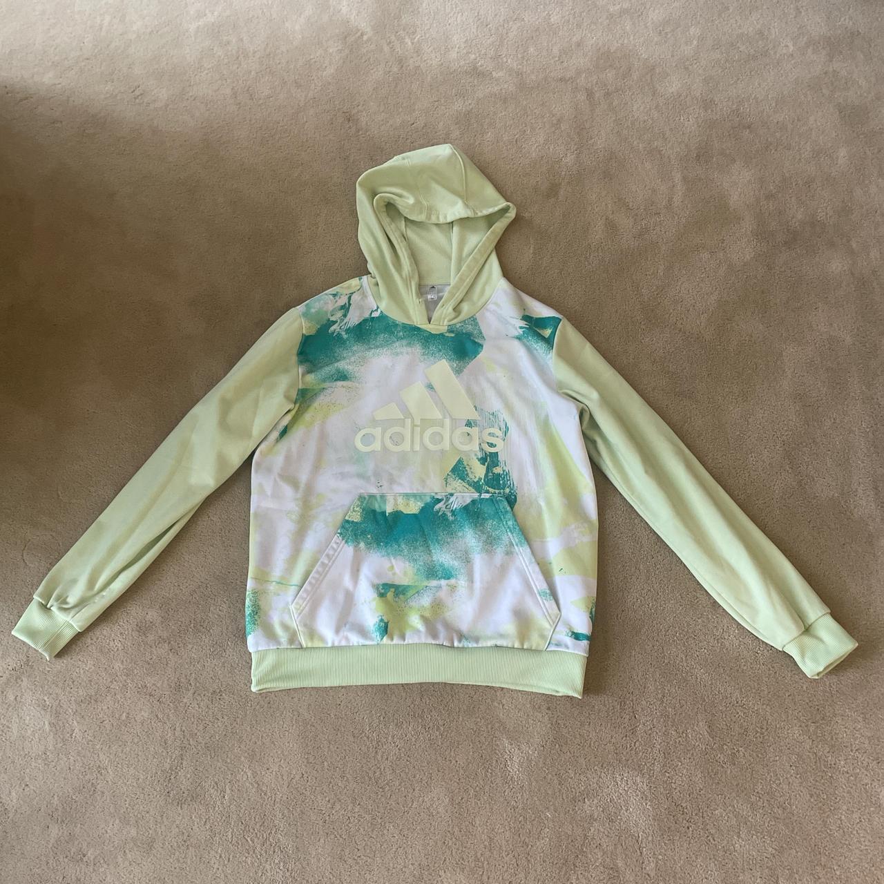 size large green yellow and mint colored adidas... - Depop