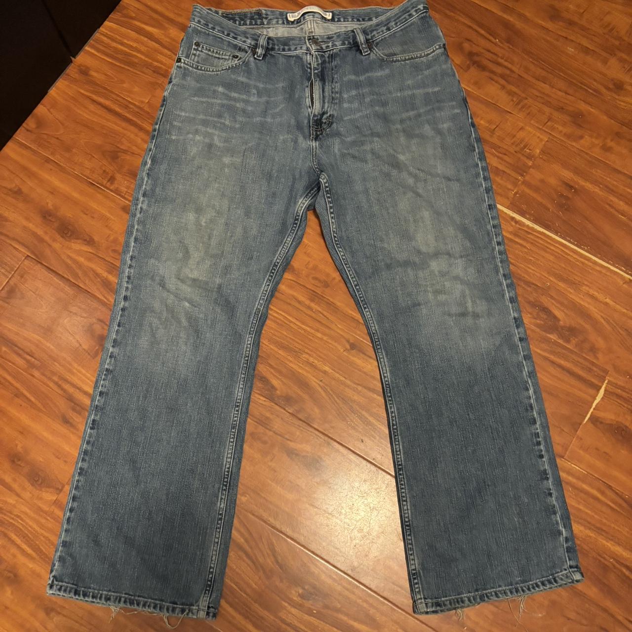 Dark wash straight leg jeans in blue | Depop