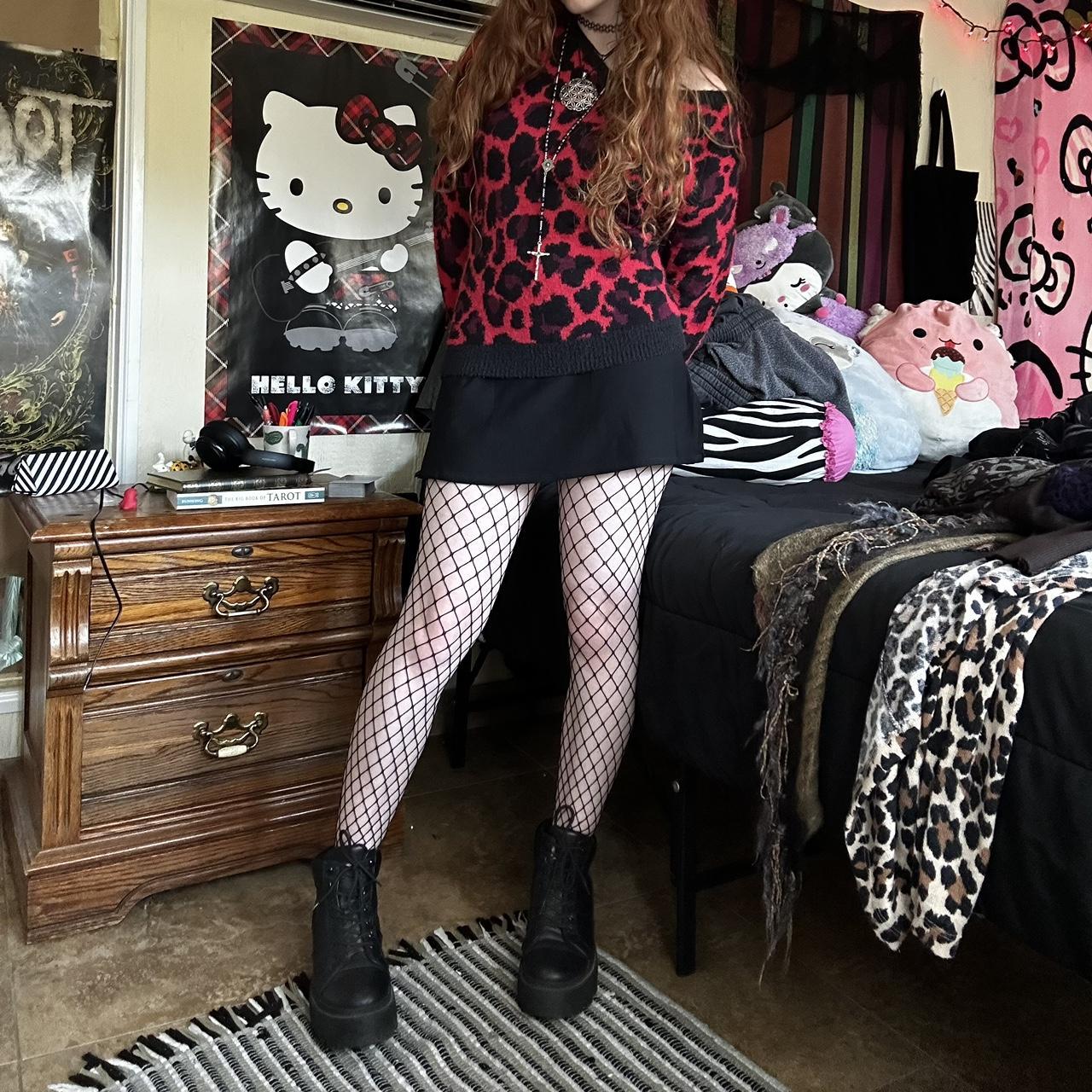 super cute goth red leopard print sweater size m... - Depop