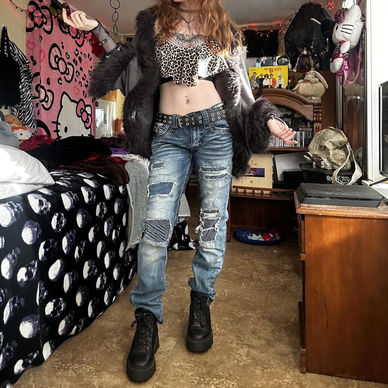 really cute y2k/goth faux fur cardigan no size... | Depop