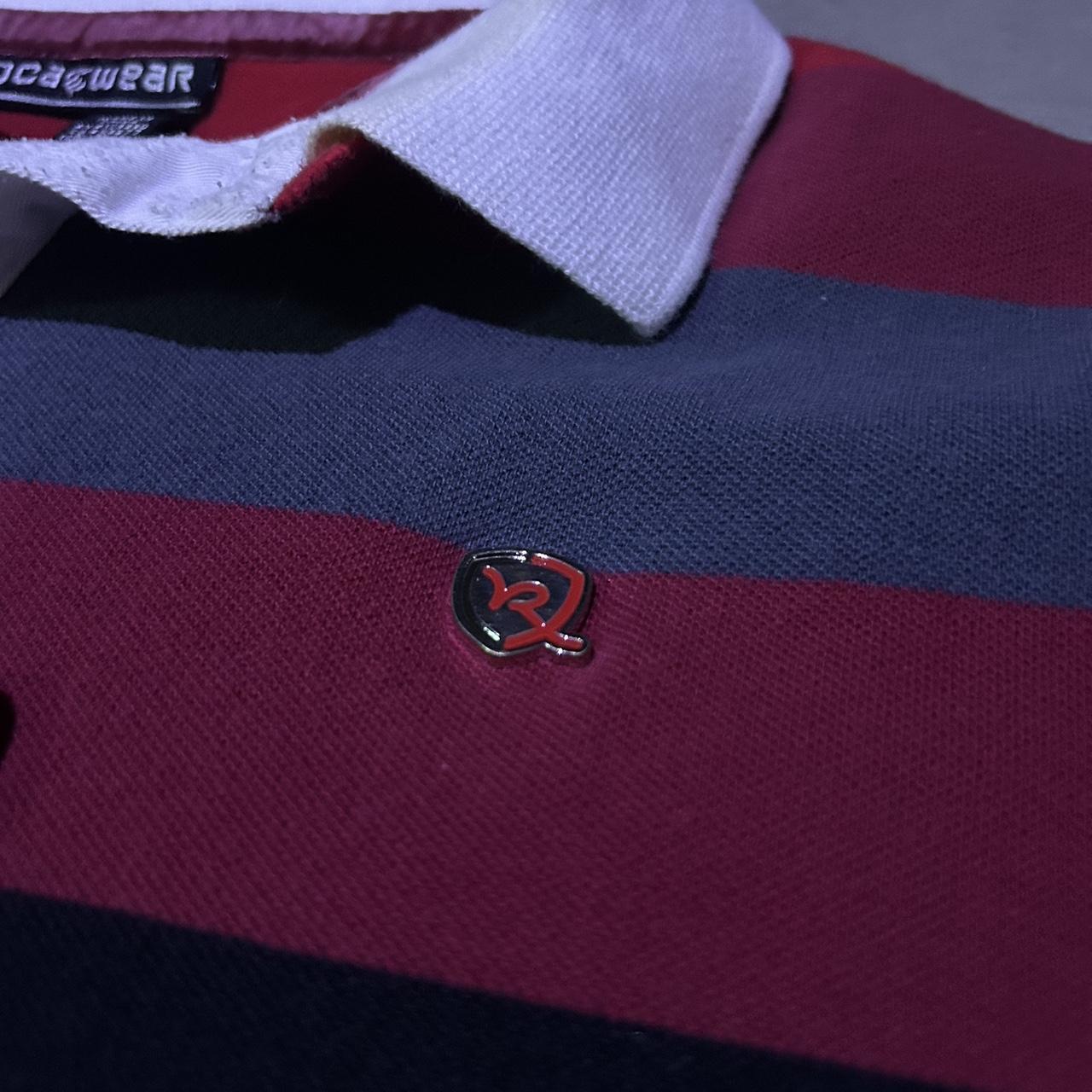 Vintage roca wear striped polo Crazy design on front... - Depop