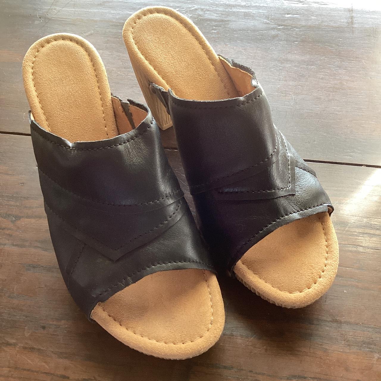 Fab leather slip on mules/sandals by Gabor Square... - Depop
