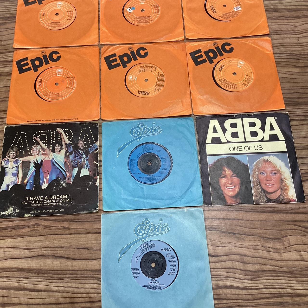 Ten 7 inch ABBA vinyl bundle on Epic label in... - Depop