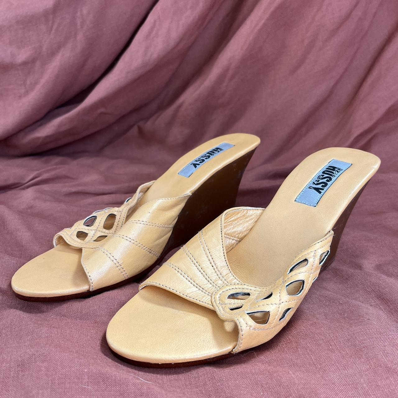 Vintage Heeled Mules Orange/Yellow vintage heeled... | Depop