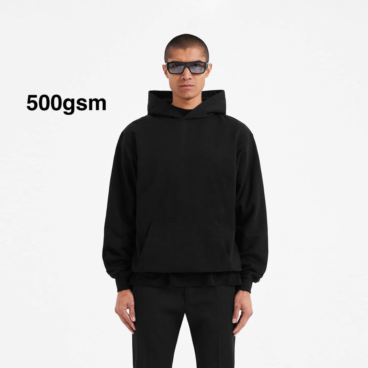 - 500gsm Ultra Heavyweight Fleece Hoodie - Black... - Depop