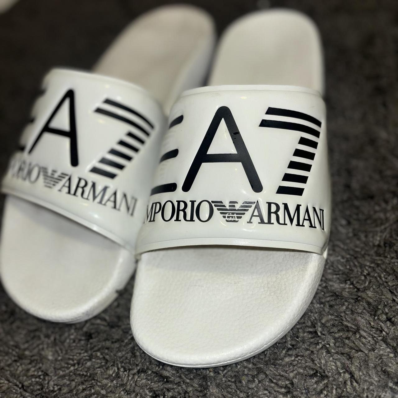 New Armani Men’s Slides Very Good Condition Size 9 - Depop