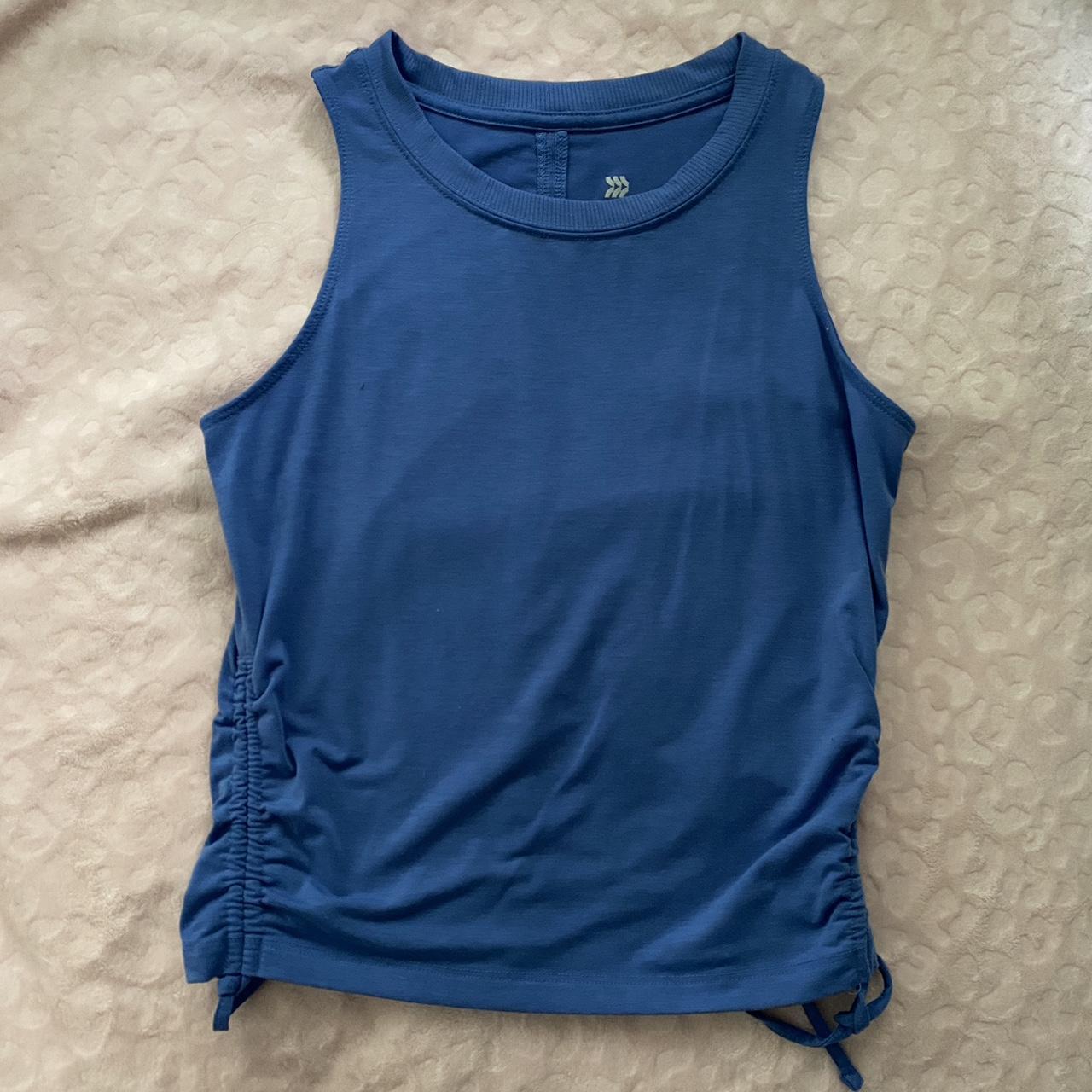 XS blue scrunched sides tank - Depop