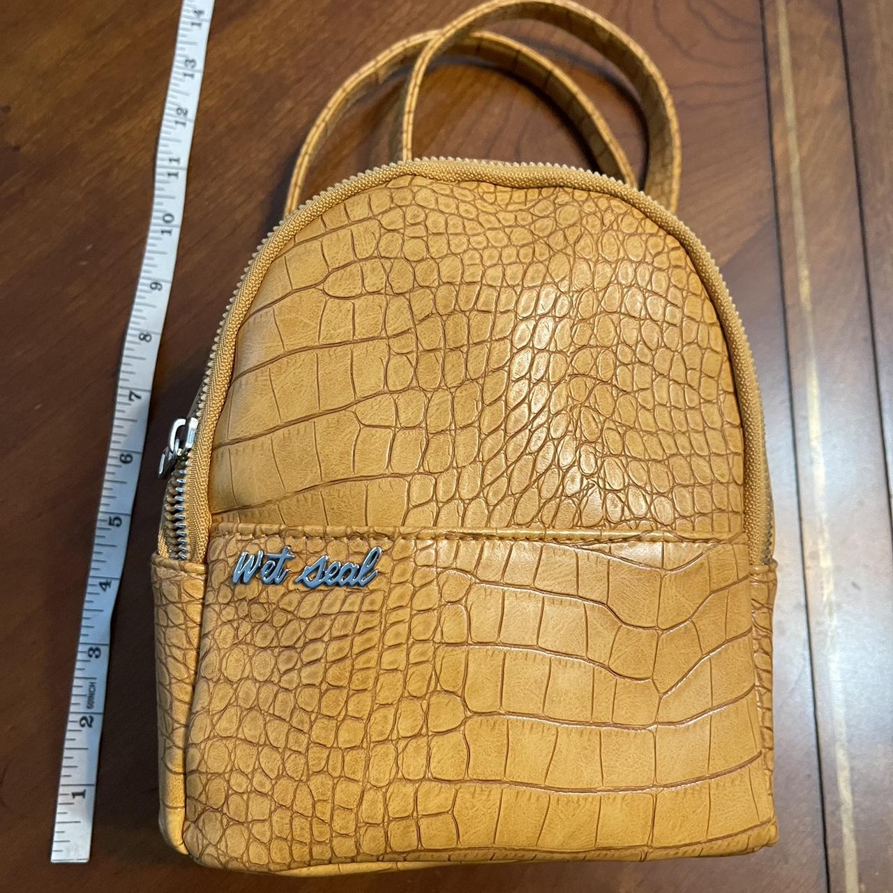 Wet Seat Faux Crocodile Small Tan Purse Backpack. No... - Depop