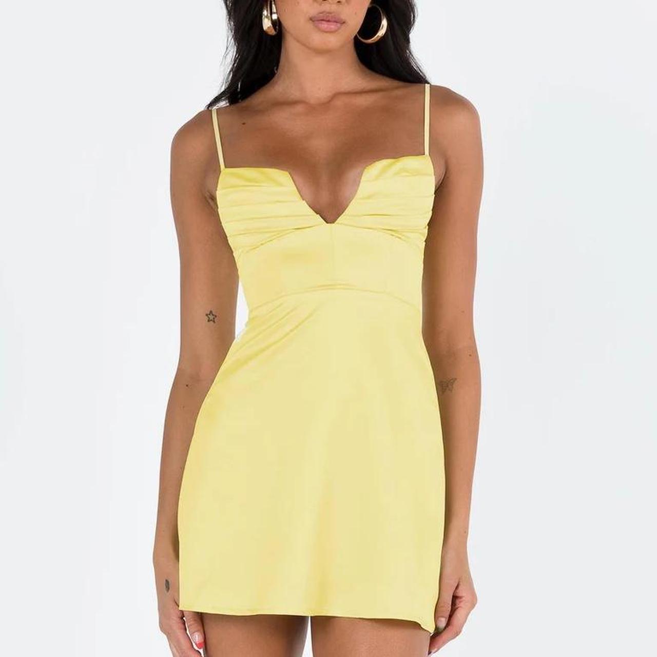 Princess Polly yellow mini dress size US 2 never... | Depop