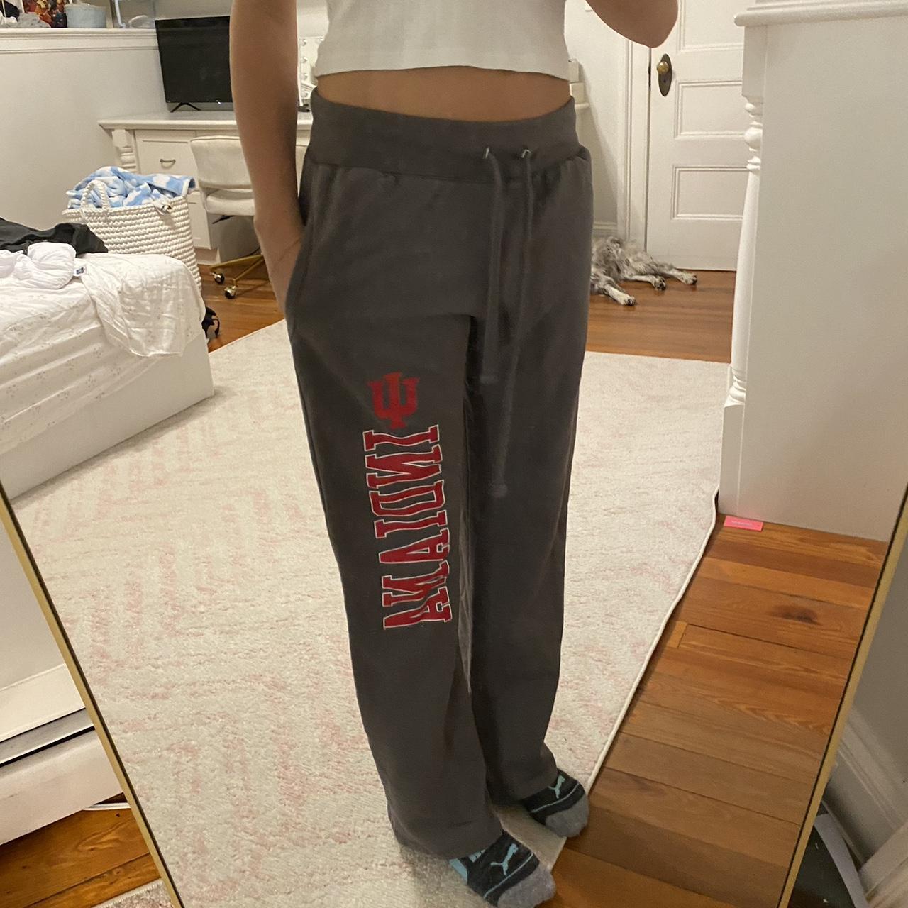 grey and red indiana university fanatics sweatpants - Depop