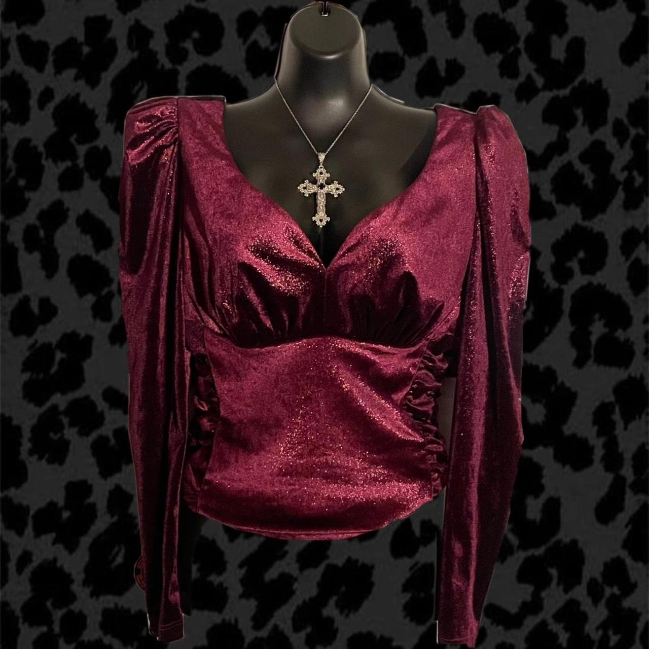 ω` ) The perfect burgundy velvet gothic top with... - Depop