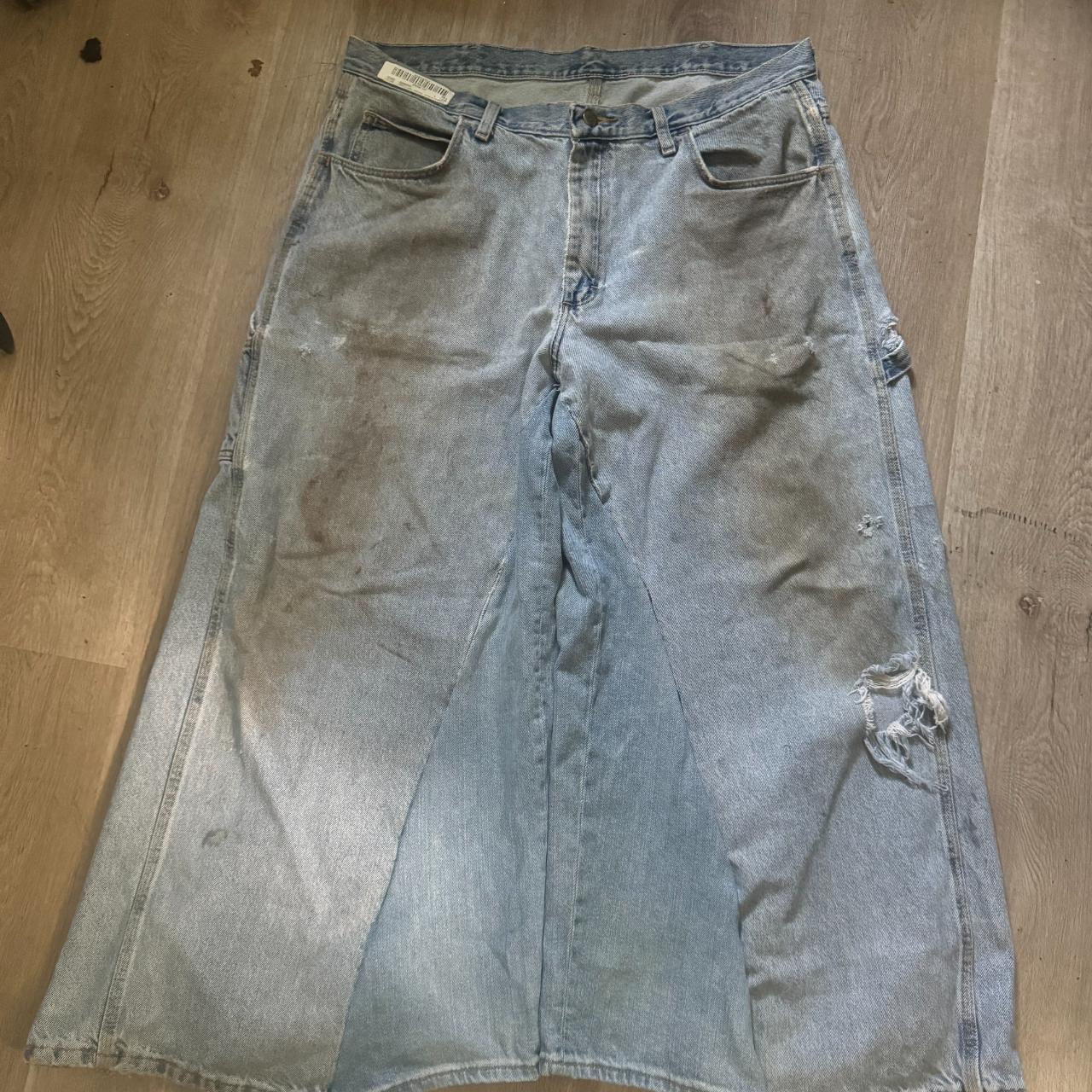 very tuff custom made rust jeans 36x32 - Depop
