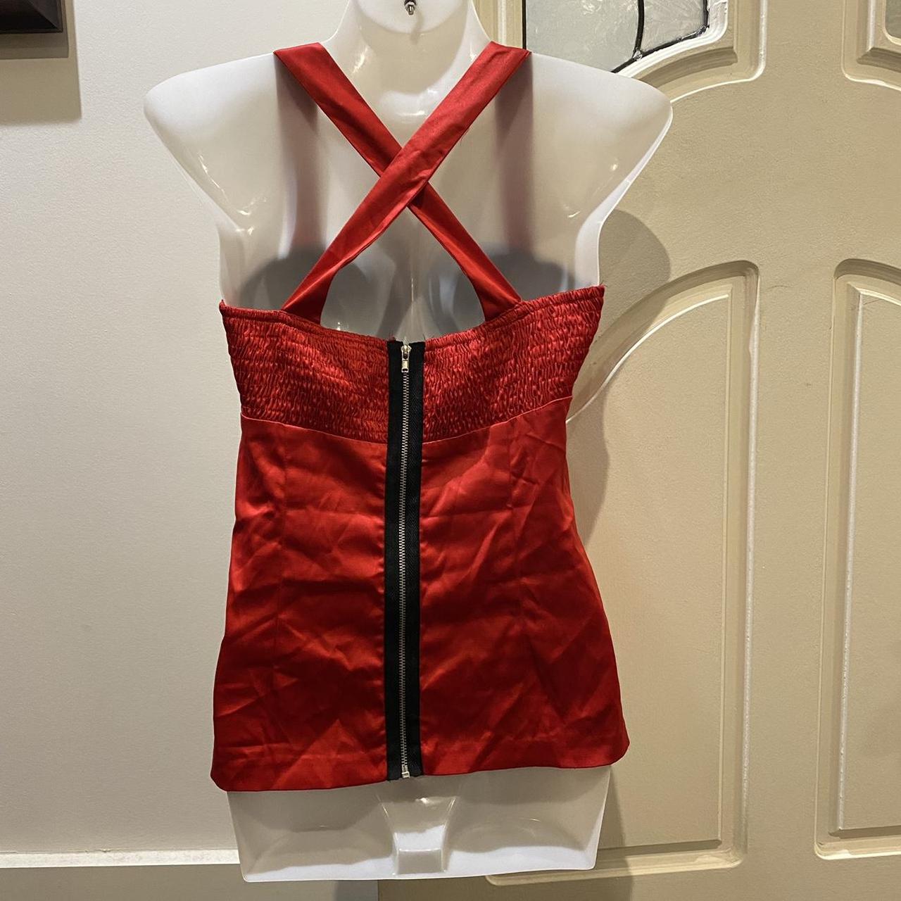 TEMT Red and black milkmaid corset top, crossover... | Depop