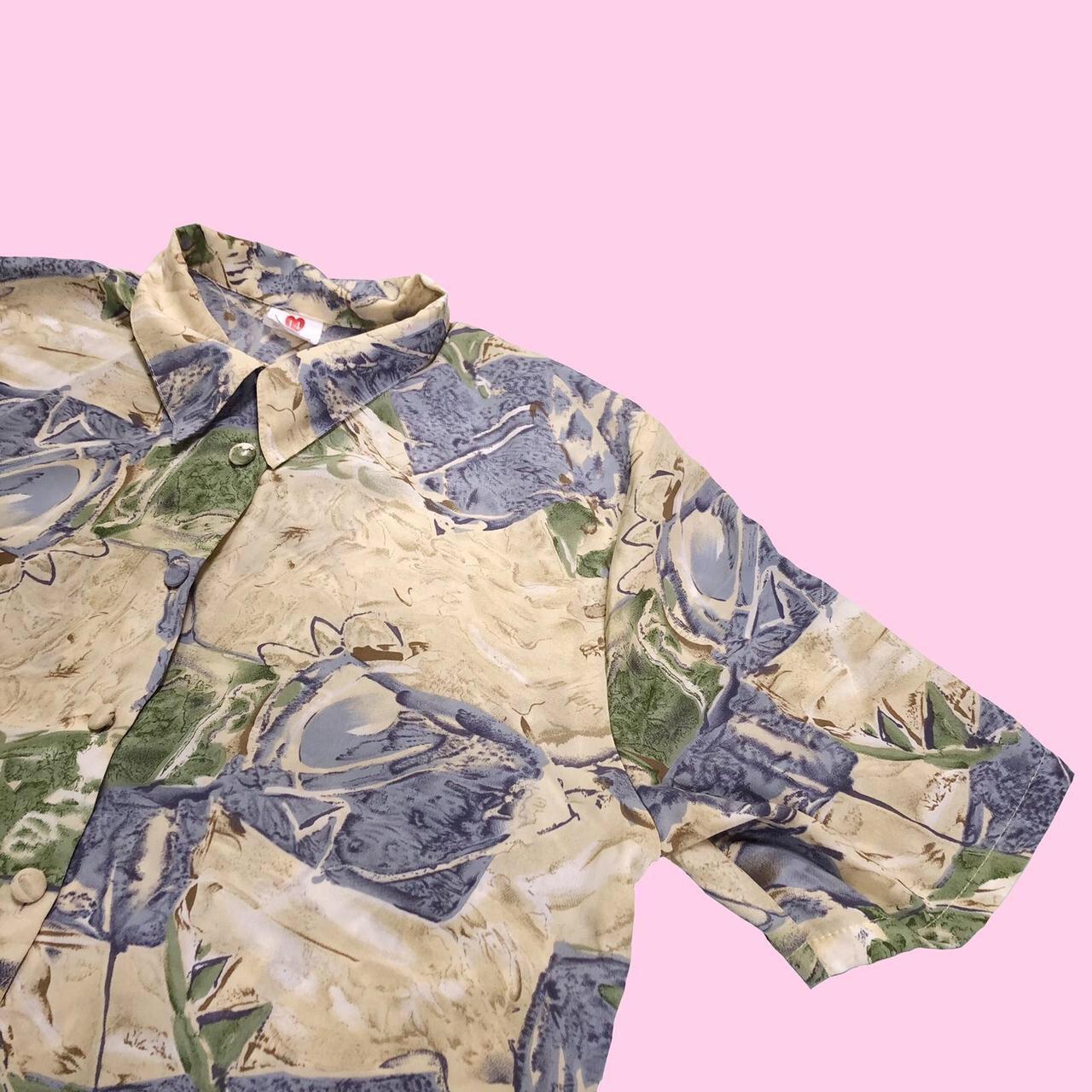 🖤 Vintage Pastel Colour Block Button Up Shirt 🖤 Fab... - Depop