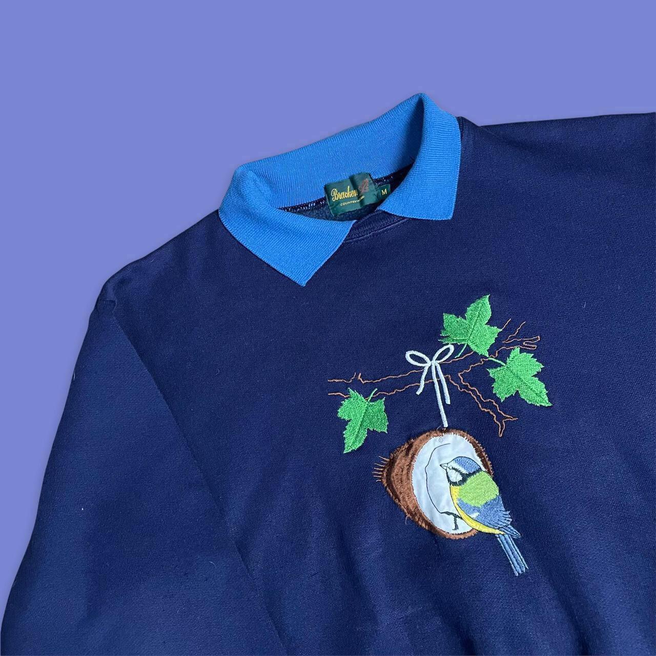 💞 Vintage Embroidered Peter Pan Collared Sweatshirt... | Depop