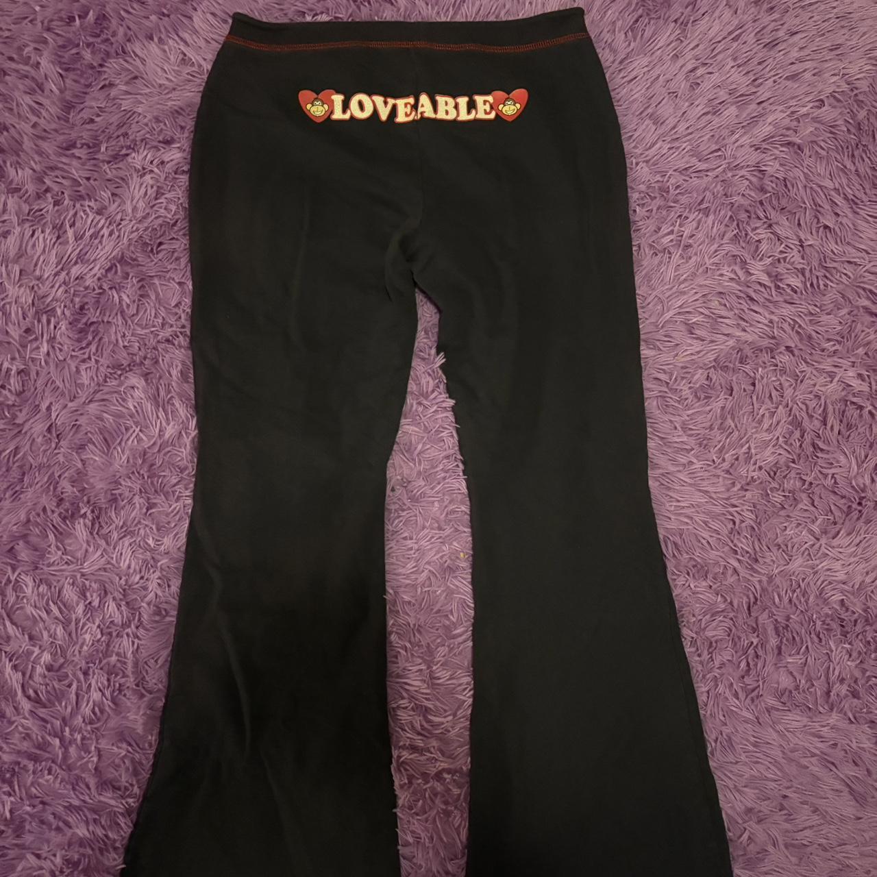 the cutest y2k flare sweatpants that say “loveable”... | Depop