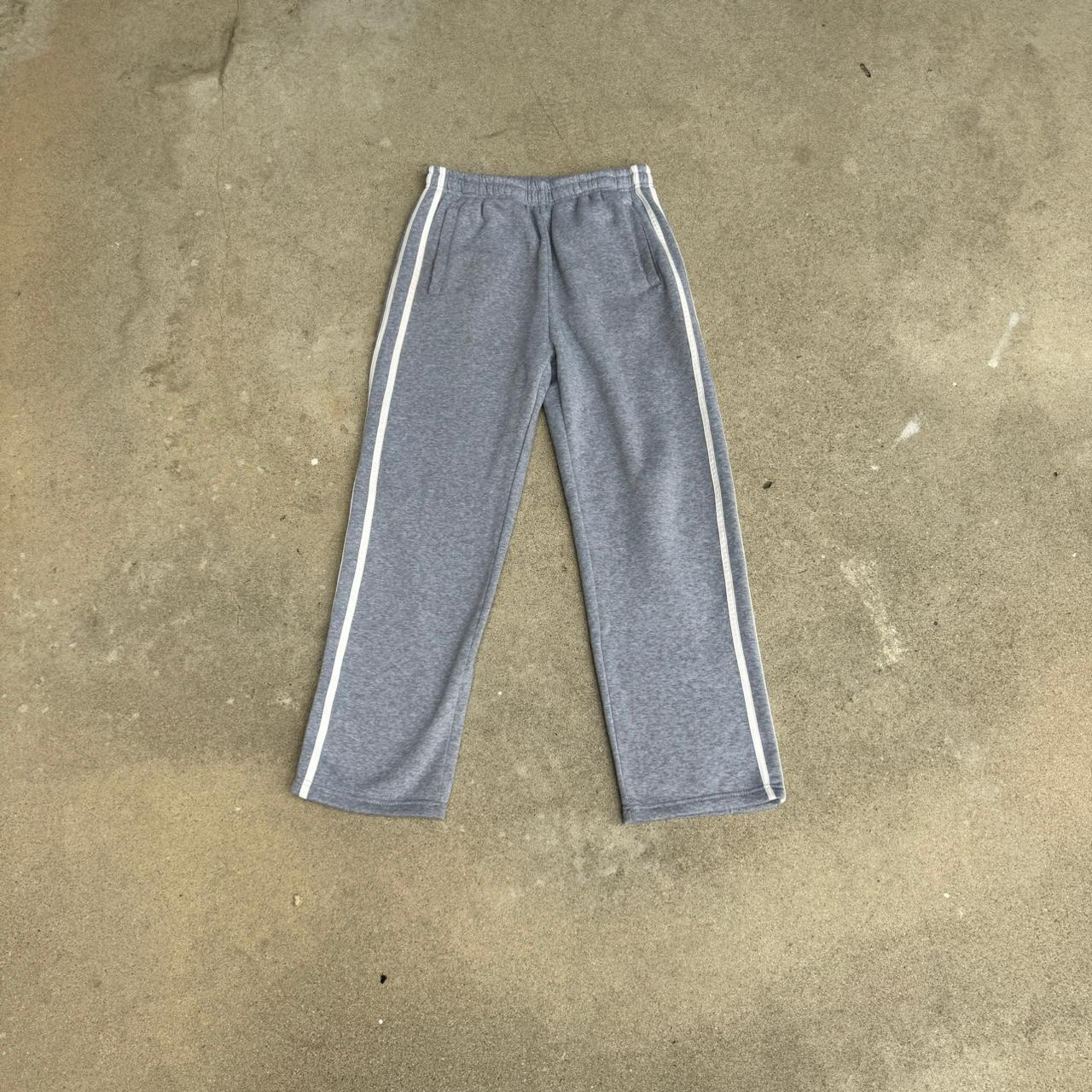 Grey Baggy Striped Sweats Color: Grey Size: Medium - Depop