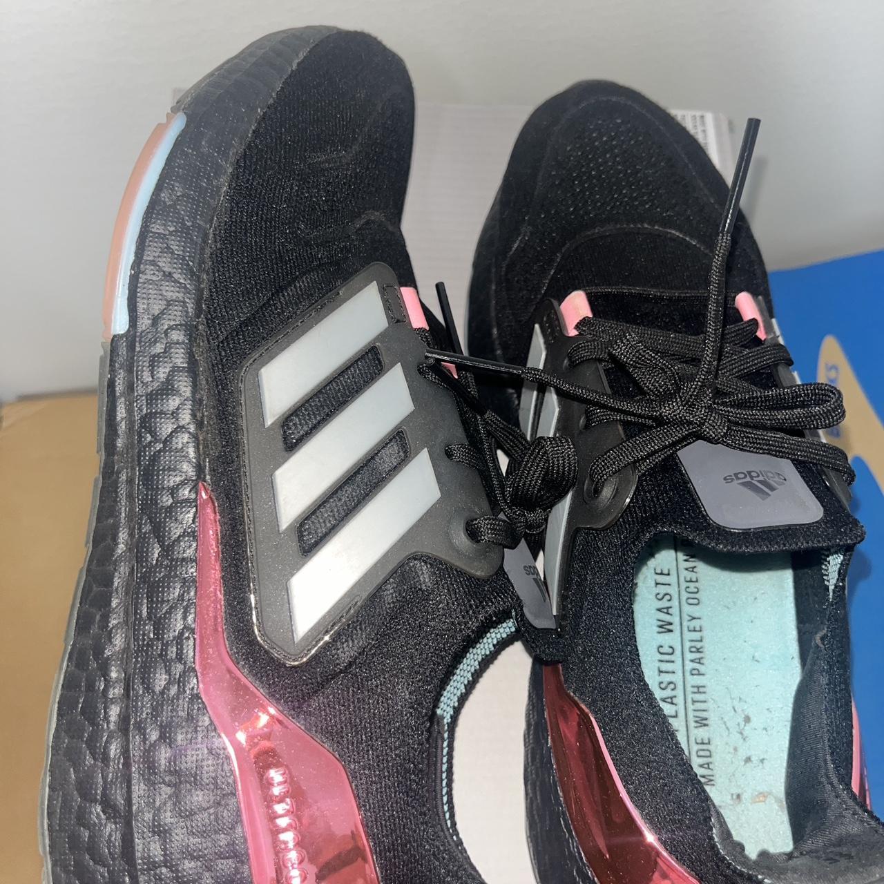 Adidas Ultraboost 22 trainers in black and pink... - Depop