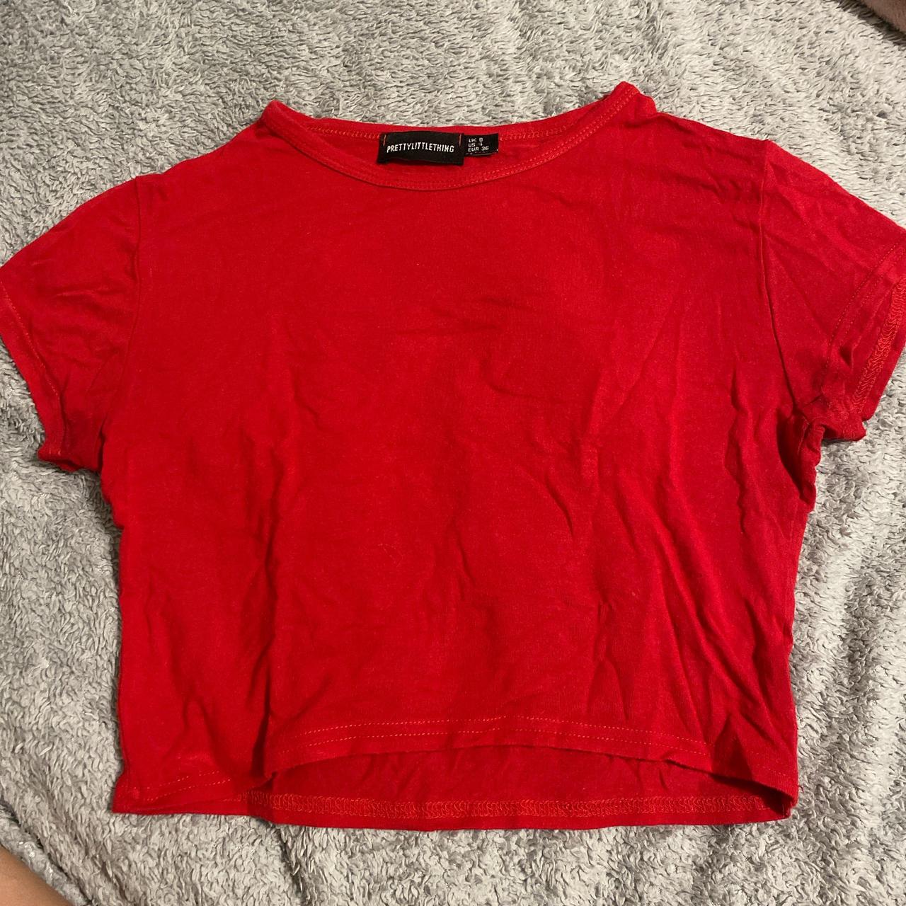 Red PLT crop top Plain red - Depop