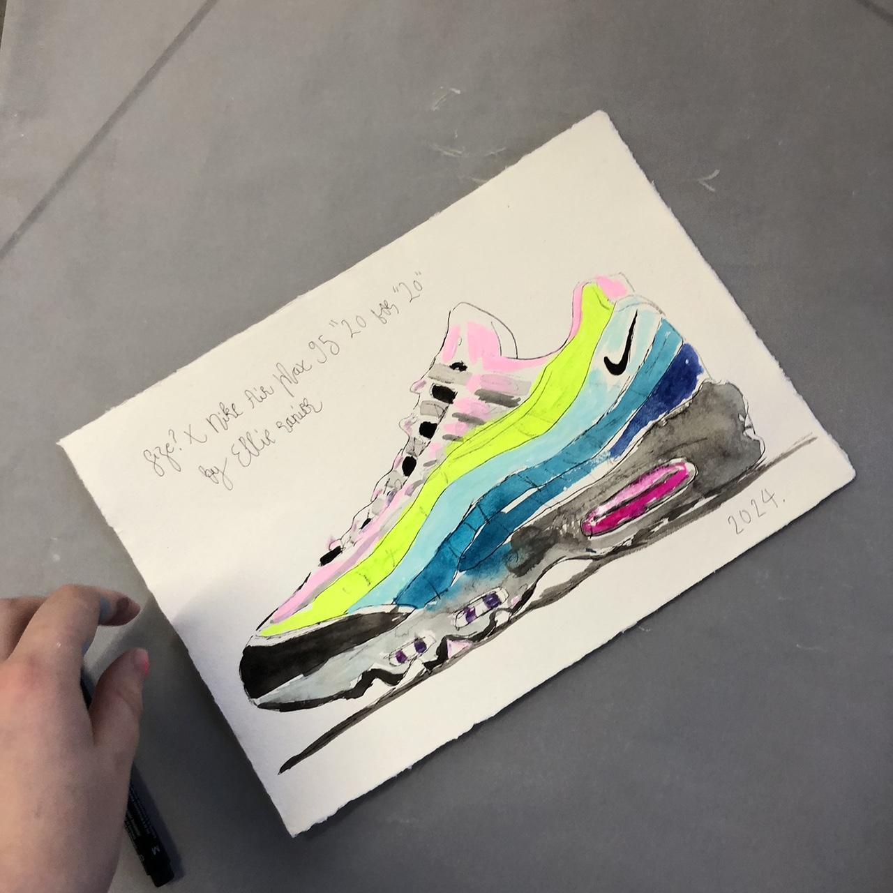 Size? X Nike Air Max 95 acrylic painting original... | Depop