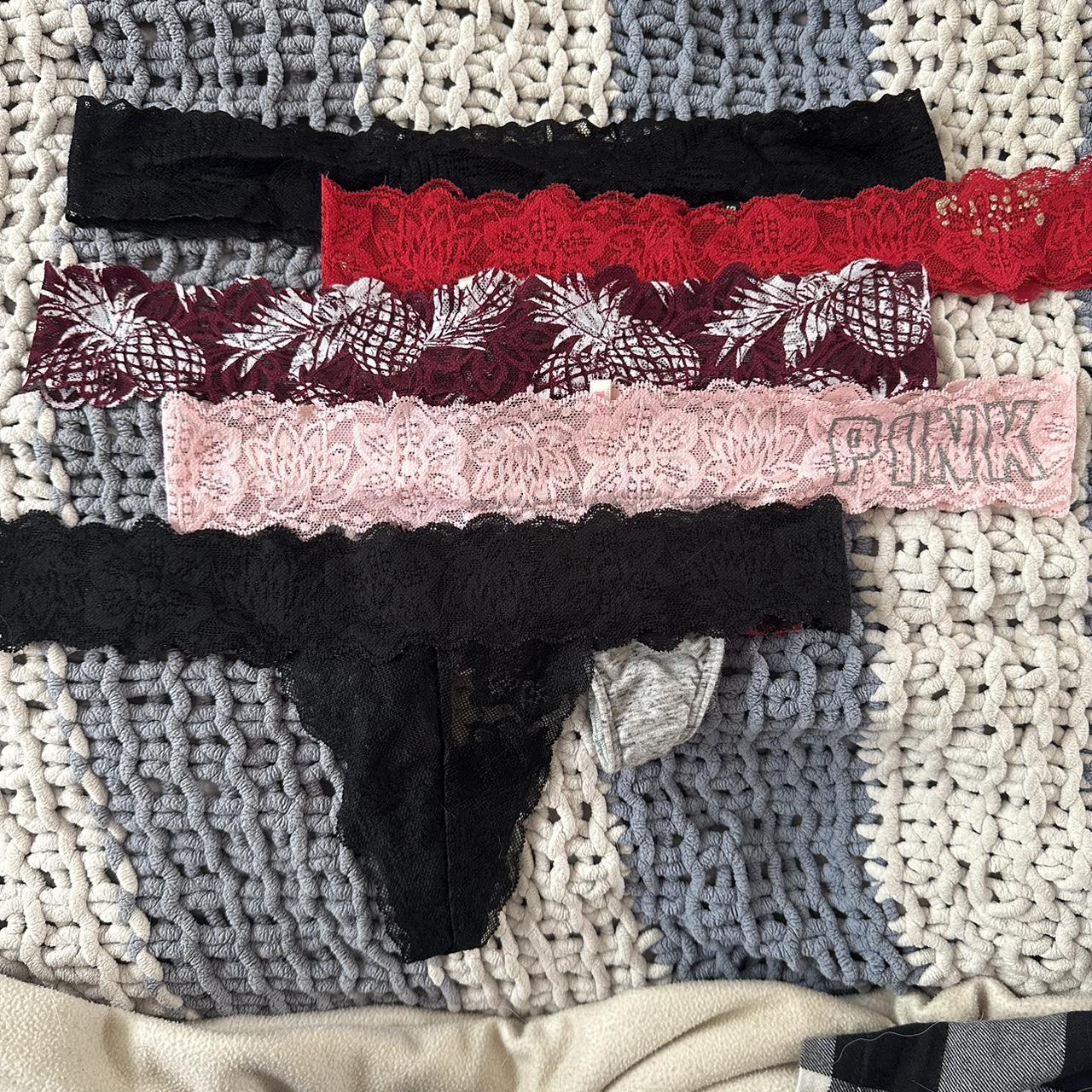 Set of 5 victoria’s secret PINK thongs. Worn a... - Depop
