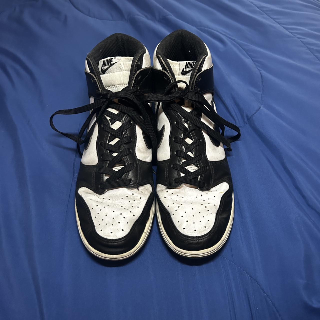 Nike black & white panda dunk highs used fair... | Depop