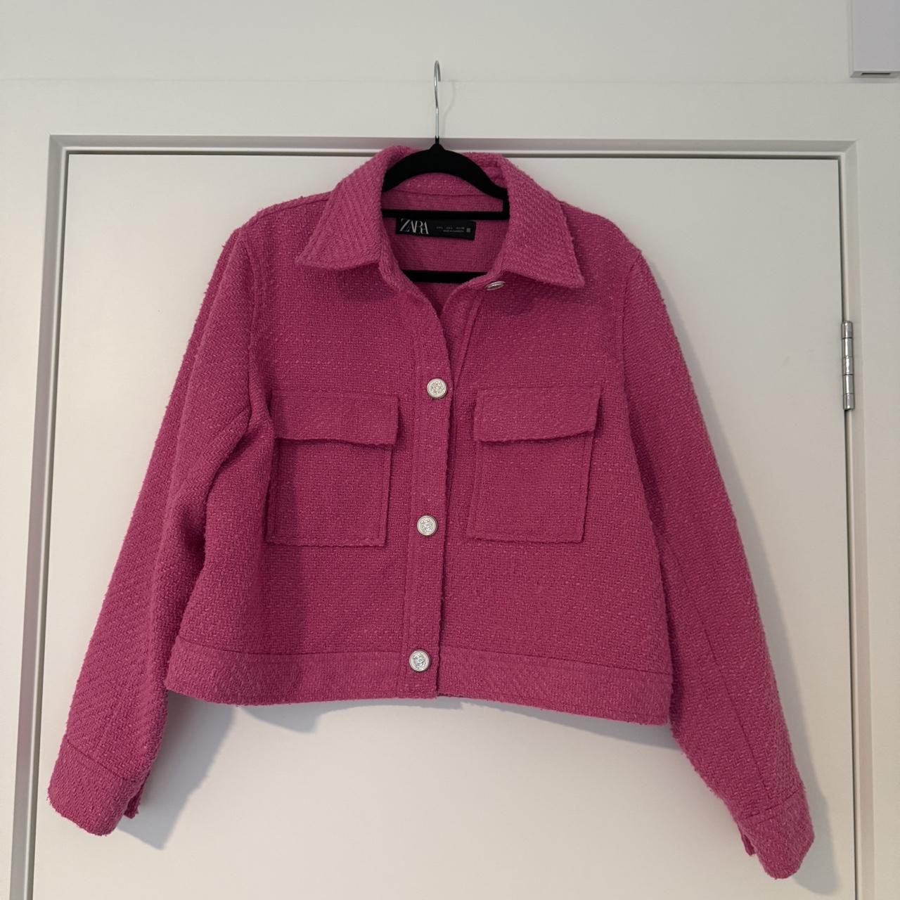 Zara cropped pink jacket Size L (would fit size 12)... | Depop