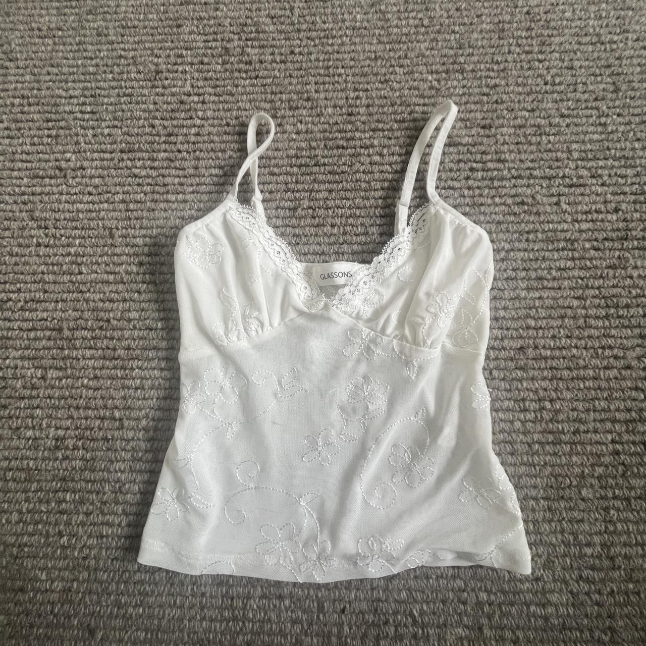 White mesh Glassons tank top. Really cute going out... - Depop