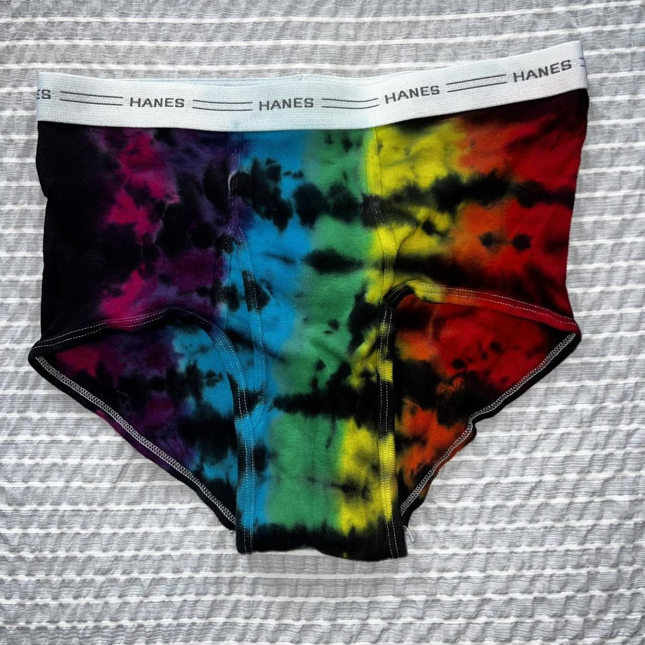 Hanes Tie Dye Briefs Rainbow underwear. Gently... | Depop