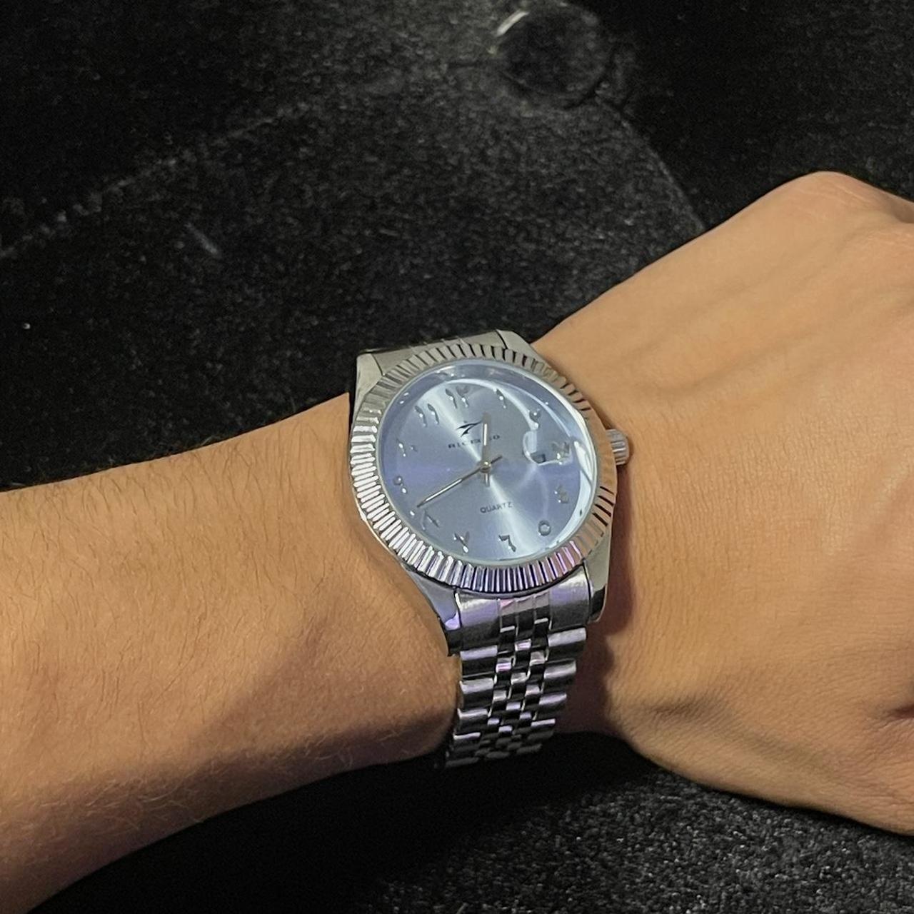 Silver luxury watch stainless steel watch... - Depop