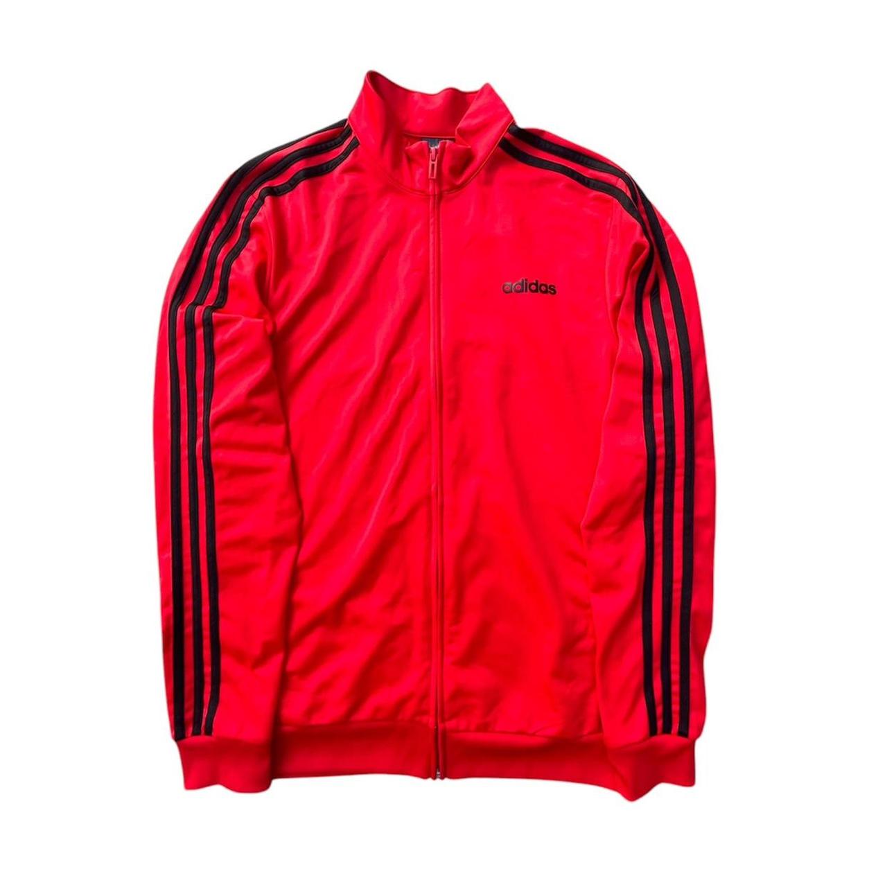 Adidas Red Track Zip Up Jacket Mens Size Medium... - Depop