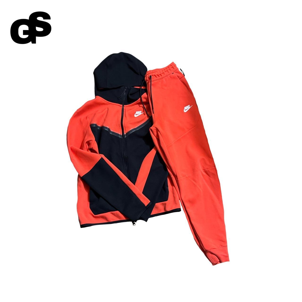 Rare Nike Tech Fleece Full-Zip Red Tracksuit 100%... | Depop