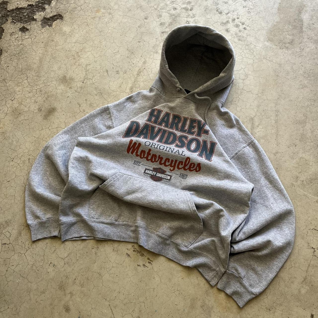 Vintage Harley Davison hoodie Size L Boxy... - Depop